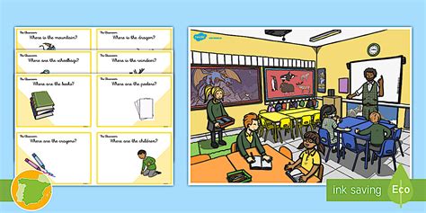 A2 Classroom Scene Preposition Game Can You Guess Cards