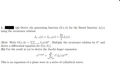 1 A Derive The Generating Function Gxh For The