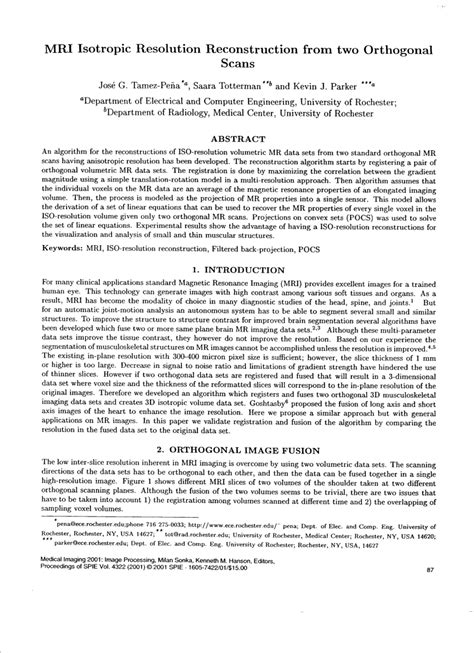 Pdf Mri Isotropic Resolution Reconstruction From Two Orthogonal Scans