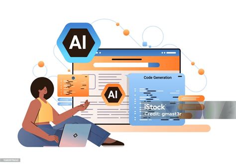 Woman Web Developer Generating Program Code On Laptop Screen Software Development Programming