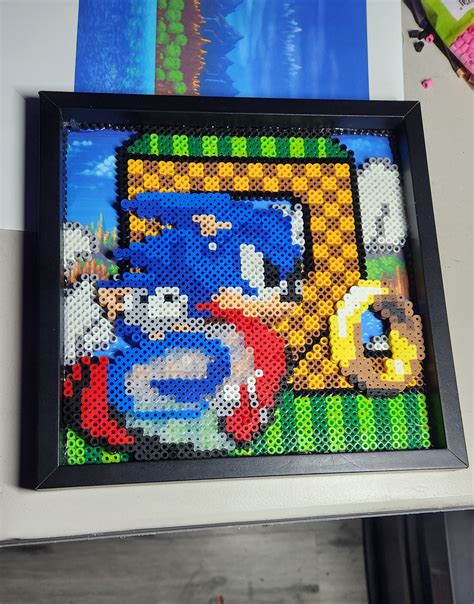 Sonic The Hedgehog Perler Bead Art Etsy