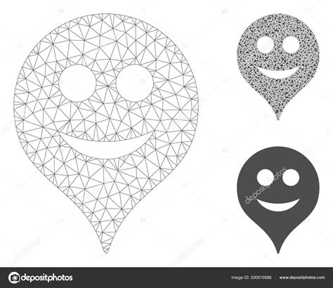 Smile Map Marker Vector Mesh Network Model And Triangle Mosaic Icon — Stock Vector © Ahasoft