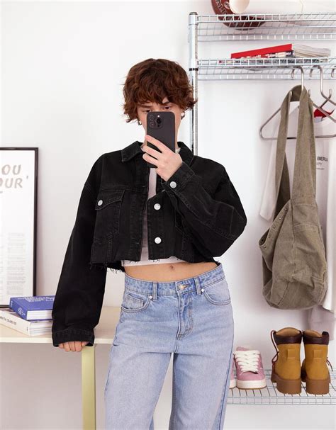 Blouson Denin Cropped Femme Bershka