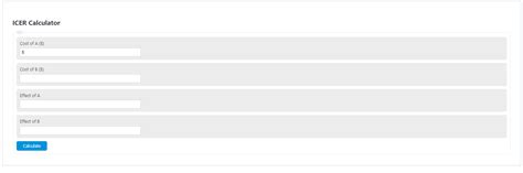 ICER Incremental Cost Effectiveness Ratio Calculator