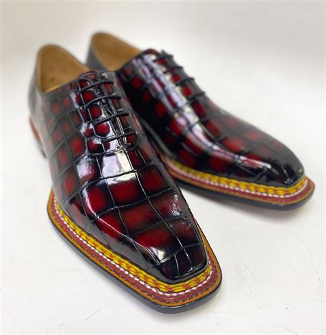 Style Ghost Burgundy 75 Alligator Dress Shoes Cordovan Shoes