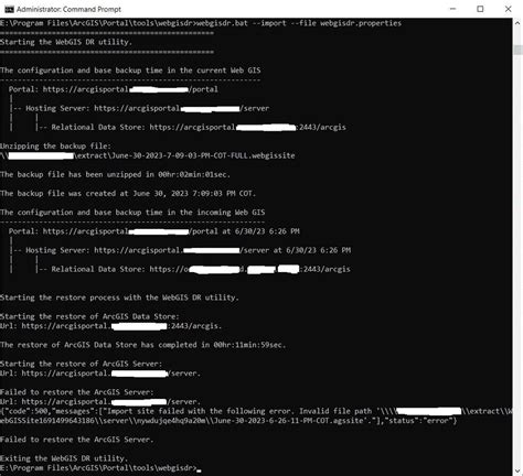 solved webgisdr full restore fails for arcgis server im esri