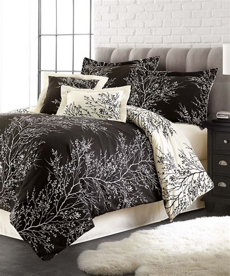 Black White Foliage Six Piece Comforter Set Comforter Sets Bedding Sets Comforters