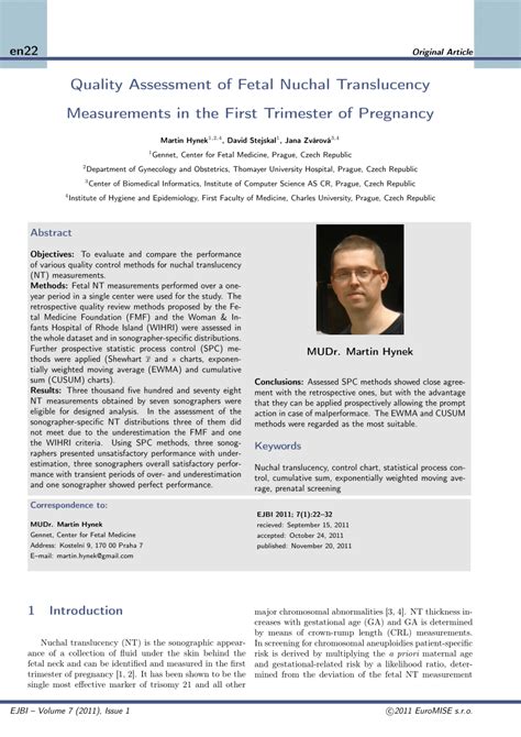Pdf Quality Assessment Of Fetal Nuchal Translucency Measurements In The First Trimester Of