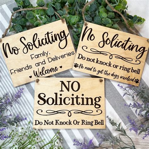 Laser Engraved No Soliciting Signs No Soliciting Sign For Etsy