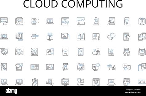 Cloud Computing Line Icons Collection Ecommerce Marketing Website Revenue Digital Earnings