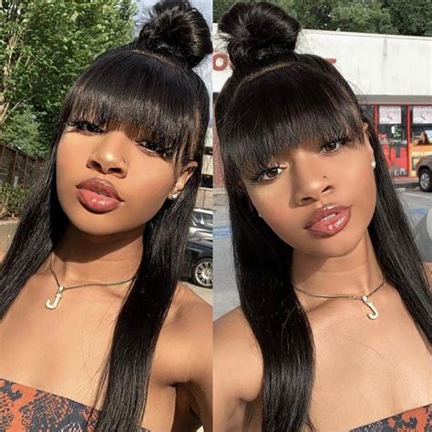 Half Up Half Down With Side Bangs Weave