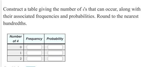 Solved Construct A Table Giving The Number Of 4 S That Can