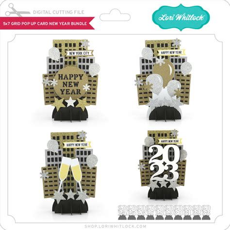 5x7 Grid Pop Up Card New Year Lori Whitlocks Svg Shop