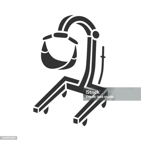 환자 리프트 문양 아이콘입니다 신체 장애인 리프터 장치 움직이지 않는 병원 환자를 이송합니다 장애인 장비 실루엣 기호입니다 음수 공간입니다 벡터 절연 그림 엘리베이터에 대한