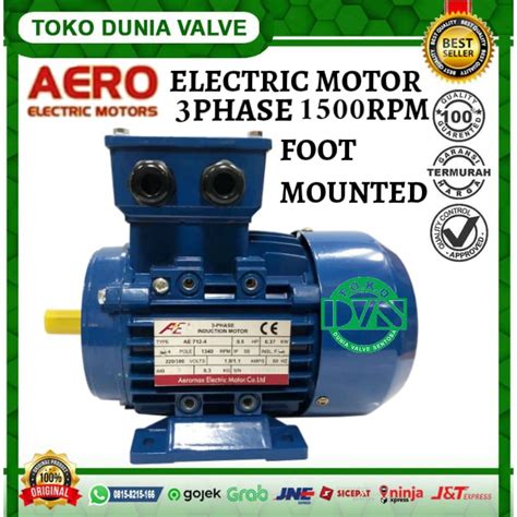Jual Aero 3phase 3kw 4hp 1500rpm 4pole B3 Foot Mounted Electric Motor