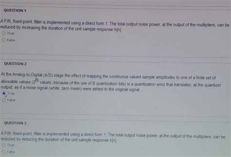 Solved Question 1 A Fir Fixed Point Filter Is Implemented