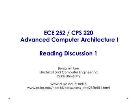 Ppt Ece 252 Cps 220 Advanced Computer Architecture I Reading Discussion 1 Powerpoint