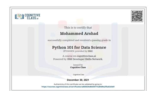 mohammed arshad on linkedin python datascience certificate