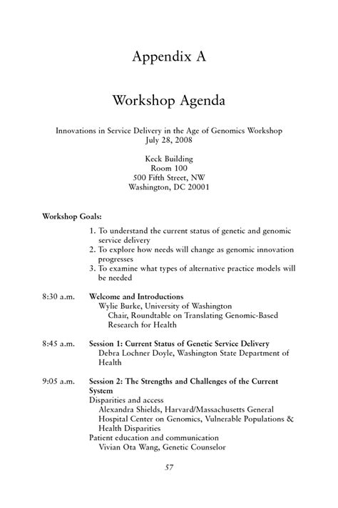Appendix A Workshop Agenda Innovations In Service Delivery In The