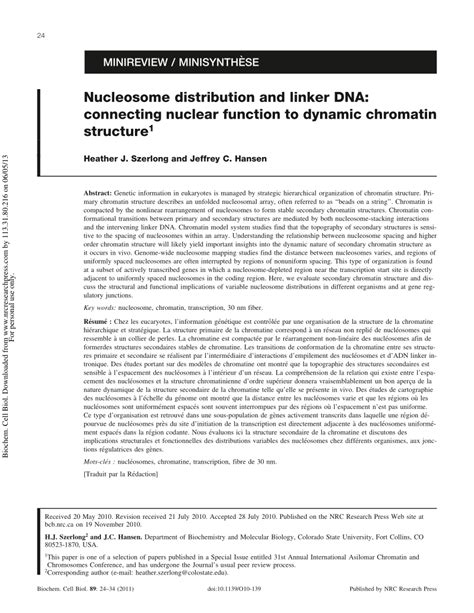 Pdf Nucleosome Distribution And Linker Dna Connecting Nuclear Function To Dynamic Chromatin