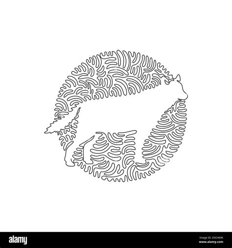 Continuous Curve Line Drawing Of Wild Wolf Abstract Art Single Line