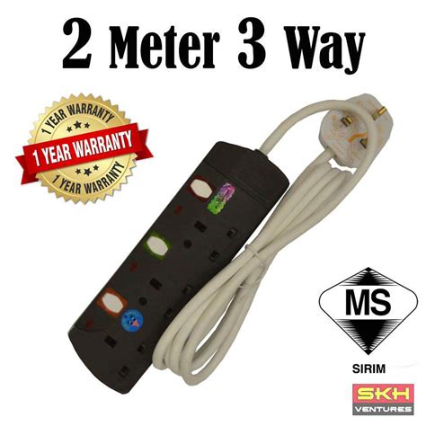2 Meter 3 Way Extension Trailing Socket 100 SIRIM Approved Lazada