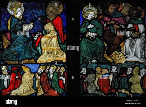 Detail Of C 1430 Last Judgement Stained Glass Window By The Workshop