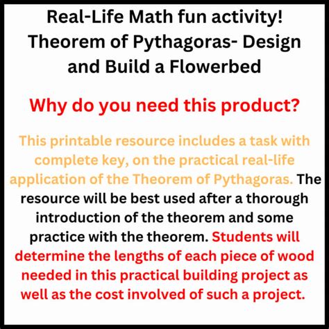 Real Life Math Fun Activity Theorem Of Pythagoras Design And Build A Flowerbed
