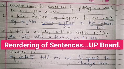 Exercise 23 Reordering Of Sentences By Putting The Words In The Correct