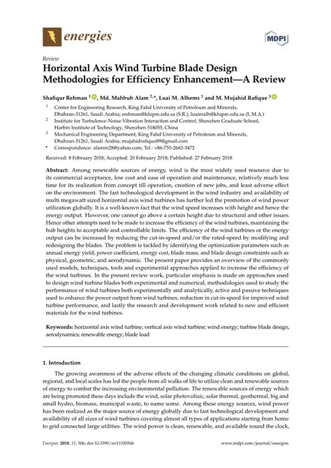 Horizontal Axis Wind Turbine Blade Design Methodologies For Efficiency Enhancement—a Review