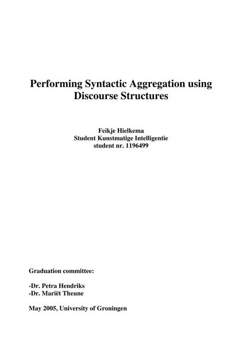 Pdf Performing Syntactic Aggregation Using Discourse Structures Dokumentips