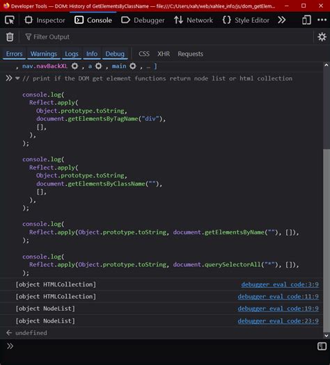 JS DOM History Of GetElementsByClassName