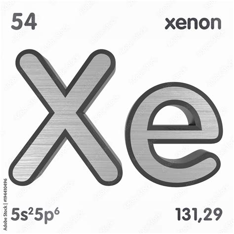 Xenon Xe Chemical Element Sign Of Periodic Table Of Elements 3d