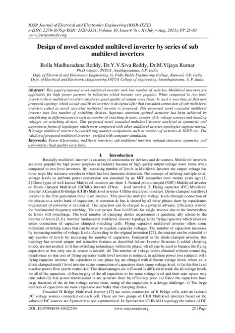 Pdf Design Of Novel Cascaded Multilevel Inverter By Series Of Sub Multilevel Inverters