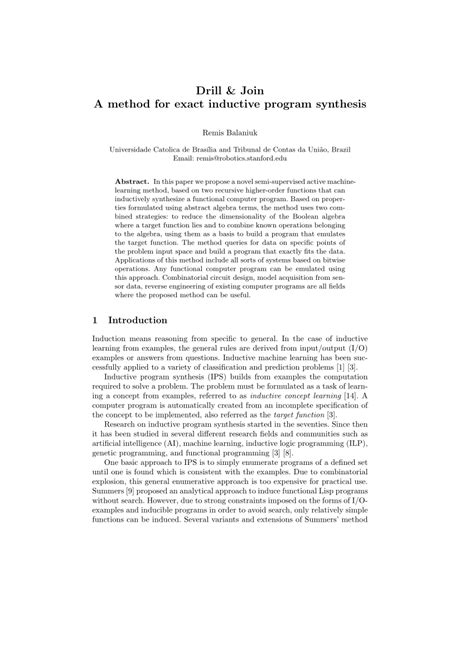 Pdf Drill And Join A Method For Exact Inductive Program Synthesis