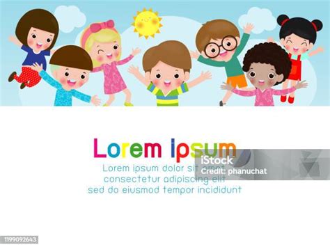 공원에서 점프하고 춤을 추는 행복한 어린이 어린이 활동 놀이터에서 노는 어린이 벡터 일러스트 레이션 춤에 대한 스톡 벡터 아트
