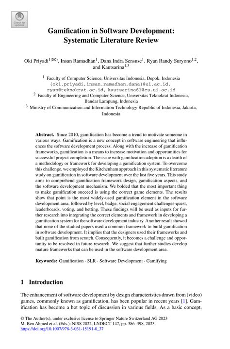 Pdf Gamification In Software Development Systematic Literature Review
