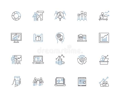 Information Management Line Icons Collection Organization