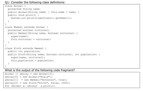 Solved Q1 Consider The Following Class Definitions Class