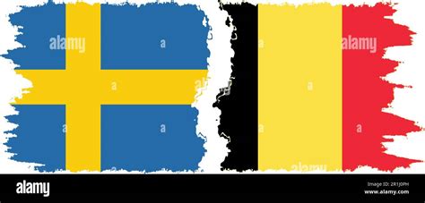 Belgium And Sweden Grunge Flags Connection Vector Stock Vector Image
