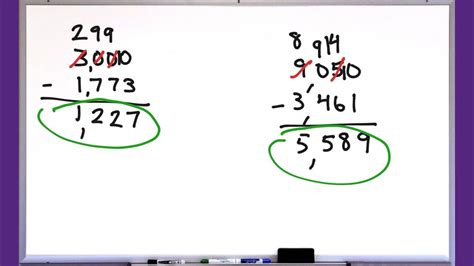 How To Subtract Across Multiple Zeros With Ems Grade 3 Youtube