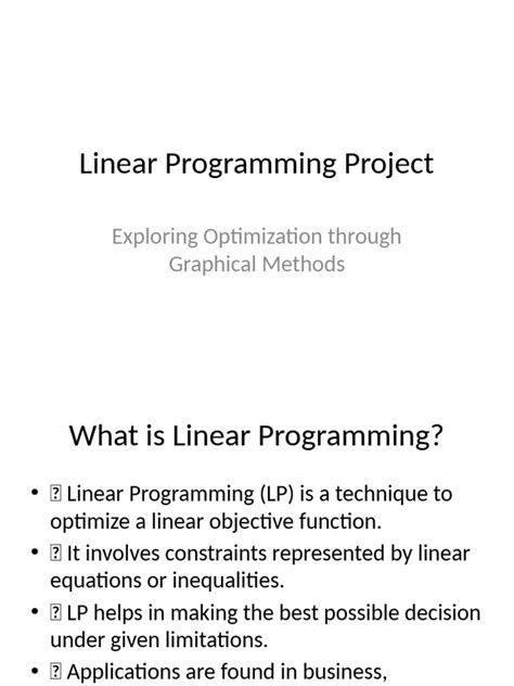 Linear Programming Project Ppt Improved Pdf Mathematical Optimization Linear Programming