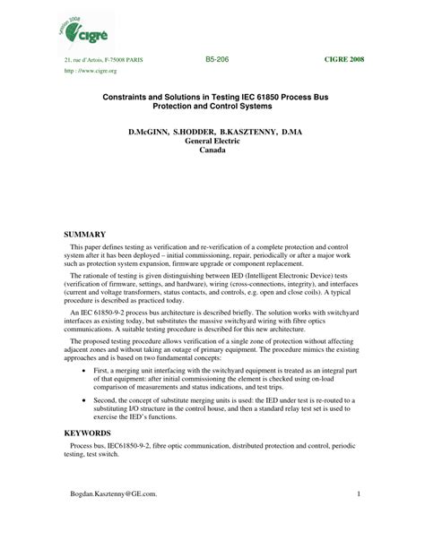 pdf constraints and solutions in testing iec 61850 process bus
