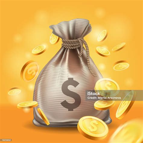 머니백과 금화 돈 3d 벡터 아이콘입니다 디자인 요소 자루와 클립 아트 금속 Moneywhirl 소용돌이 동전 3차원 형태에
