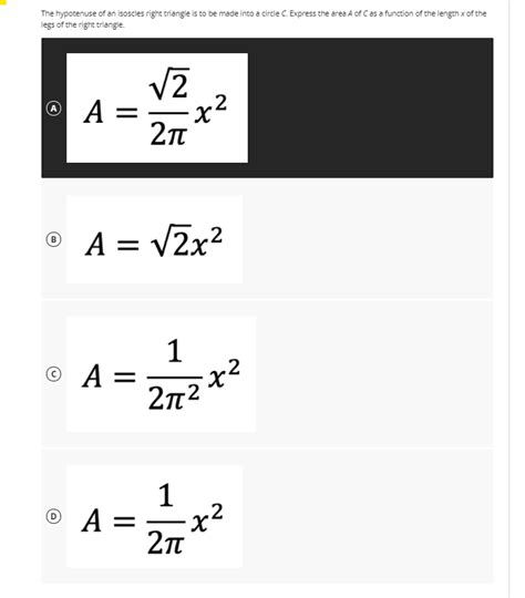 Solved The Hypotenuse Of An Isoscles Right Triangle Is To Be