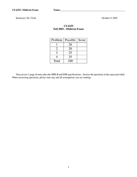 Network Management Midterm Exam Cs 6255 Docsity