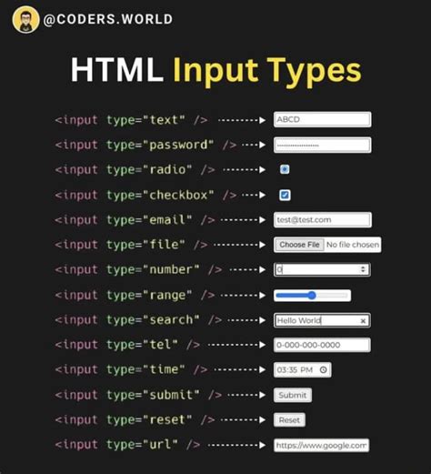 Html виды полей ввода с примерами Html Input Types With Examples Бортовой журнал Ктулху