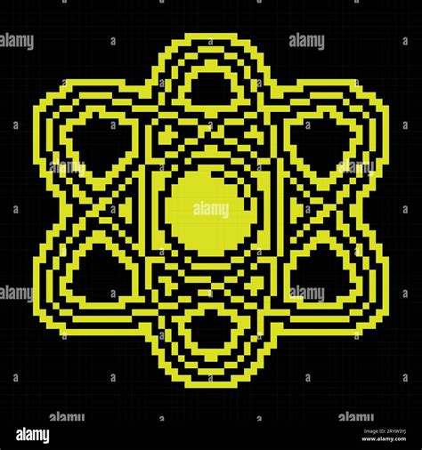 Atom Pixel Silhouette Icon Electrons Revolve Around Proton In Orbits