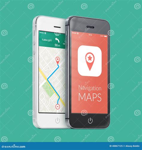 Black And White Smartphones With Map Gps Navigation App On The S Stock Image Image Of Modern