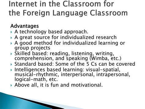 Ppt Integrating Technology In The Foreign Language Classroom